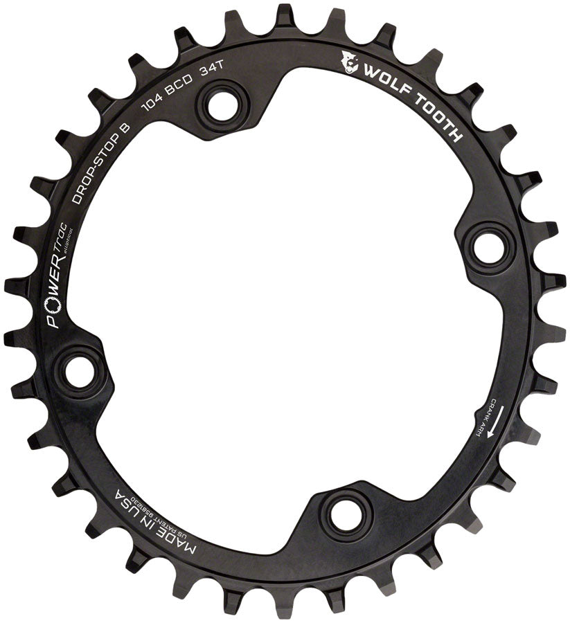 Wolf Tooth Elliptical 104 BCD Chainring - 34t, 104 BCD, 4-Bolt, Drop ...