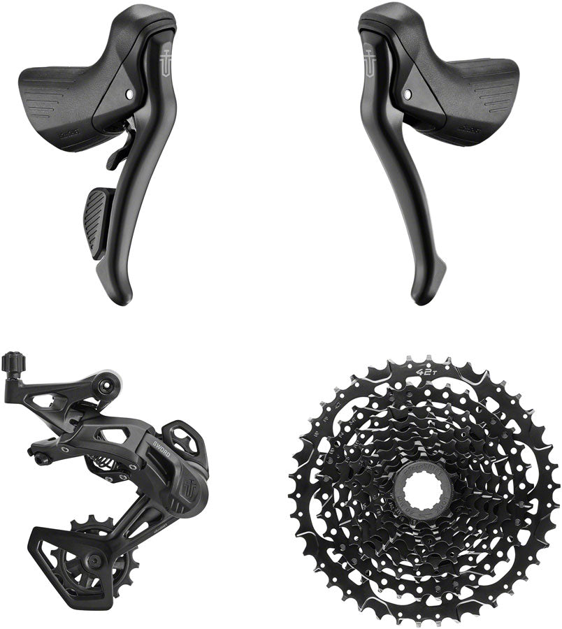 microSHIFT Sword Black 1x9-Speed Groupset - Includes Brake/Shifters, Rear Derailleur Medium Cage ...