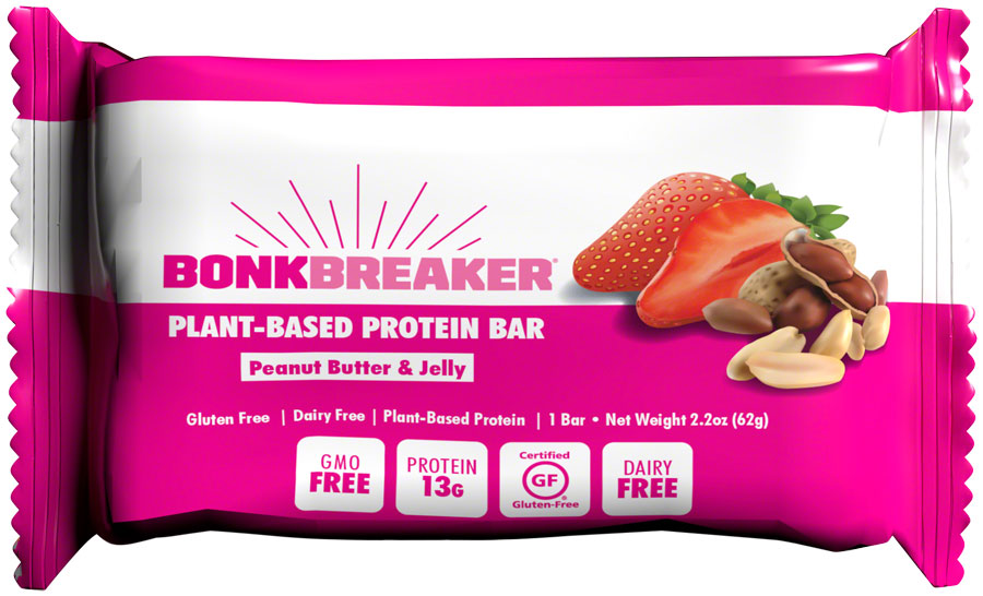 Bonk Breaker Plant Based Protein Bar - Peanut Butter and Jelly, Box of ...